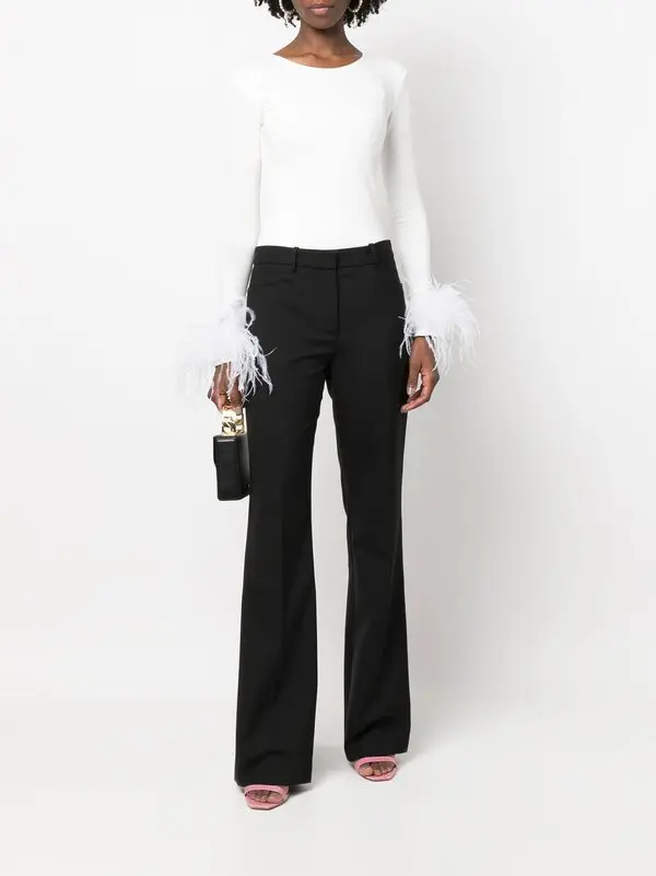 MANURI Elektra Feather-trim Blouse - White