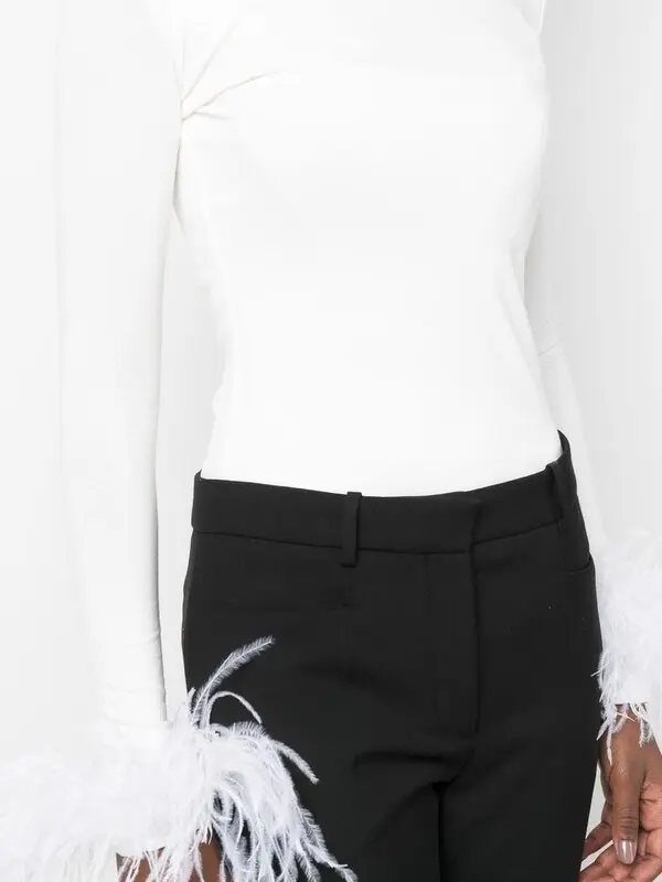 MANURI Elektra Feather-trim Blouse - White
