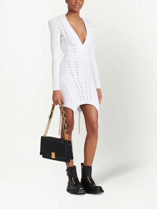 Balmain Lace-up Detail Knitted Dress