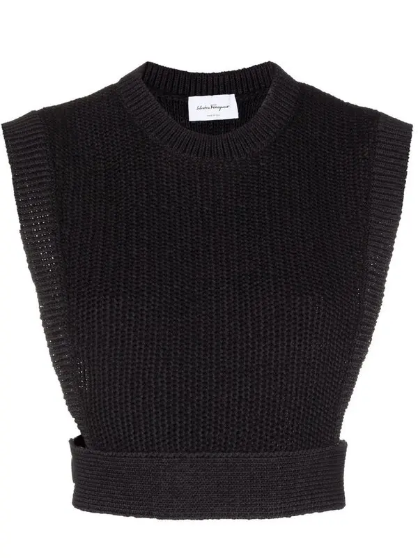 FERRAGAMO Intarsia-knit Cropped Top