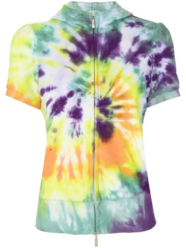 STAIN SHADE Tie-dye Short-sleeve Hoodie - Multicolour
