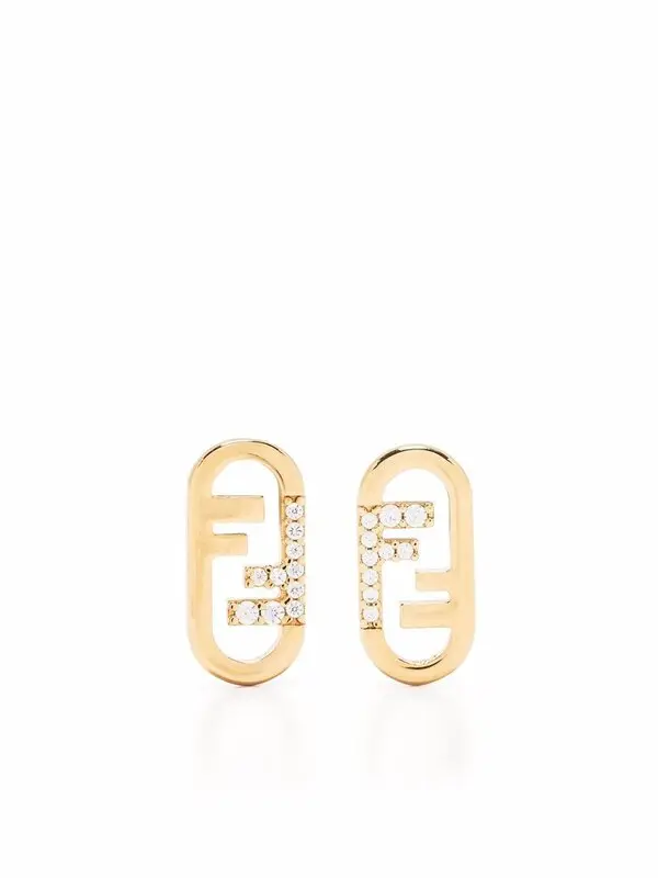 Fendi O'lock Crystal-embellished Earrings - Gold