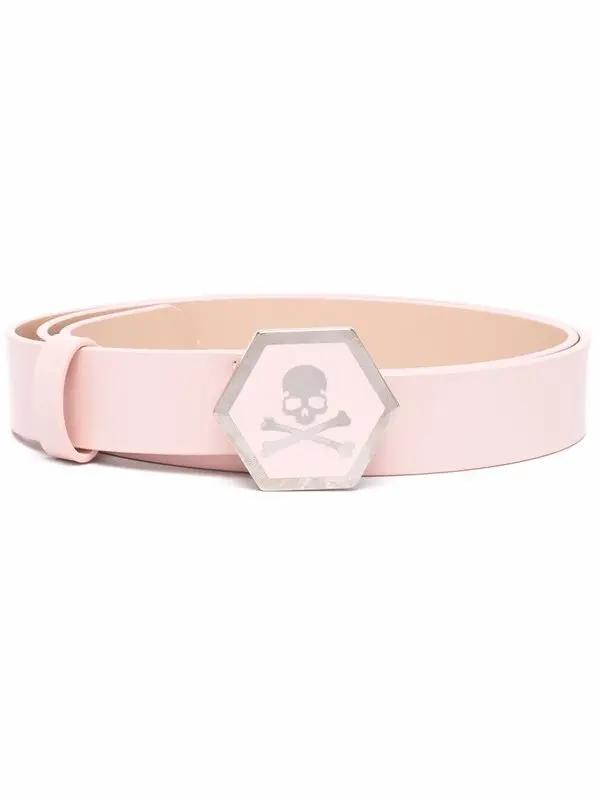 Philipp Plein Skull-motif Leather Belt - Pink