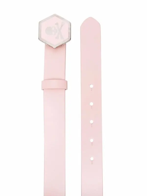 Philipp Plein Skull-motif Leather Belt - Pink
