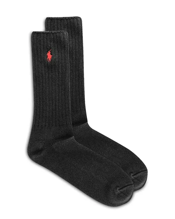 Polo Ralph Lauren Cotton Ribbed Crew Socks - Black