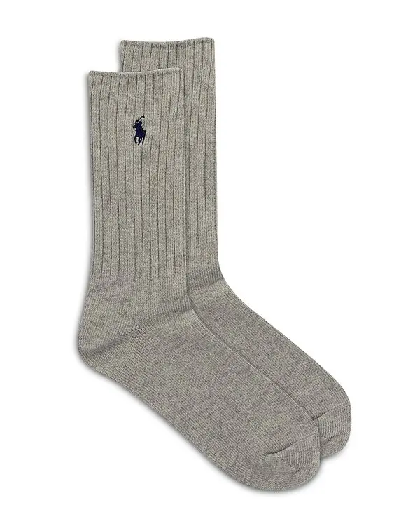 Polo Ralph Lauren Cotton Ribbed Crew Socks - Gray Heather