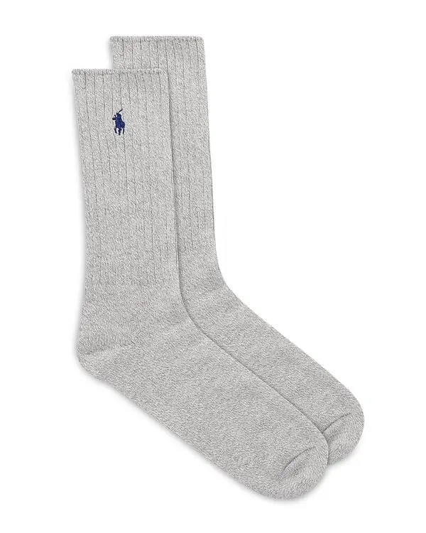 Polo Ralph Lauren Cotton Ribbed Crew Socks - Light Gray Heather