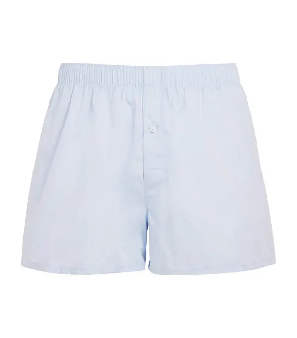 Hanro Cotton Woven Boxer Shorts - Blue