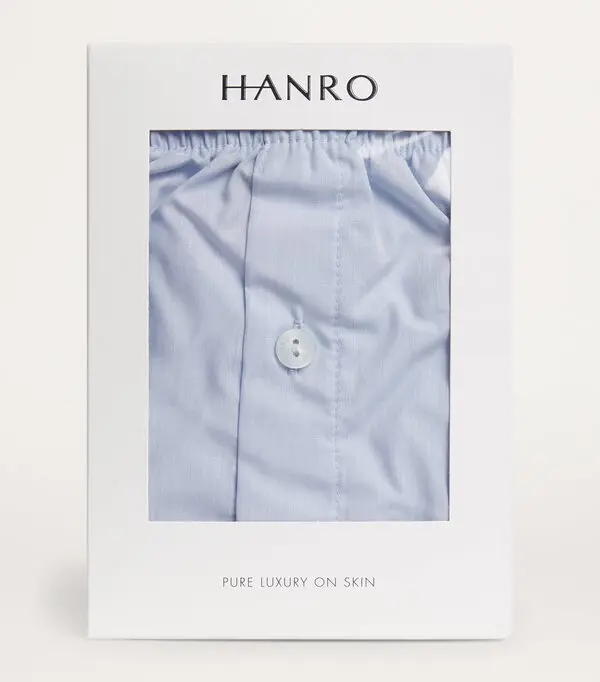 Hanro Cotton Woven Boxer Shorts - Blue