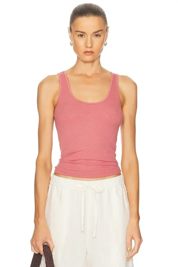 Enza Costa Stretch Silk Knit Tank Top - Rosewood