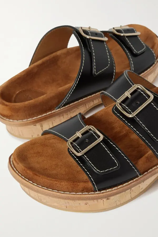Chloé Marah Topstitched Leather Sandals