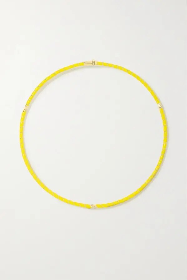 Yvonne Léon 9-karat Gold, Enamel And Diamond Necklace - Yellow