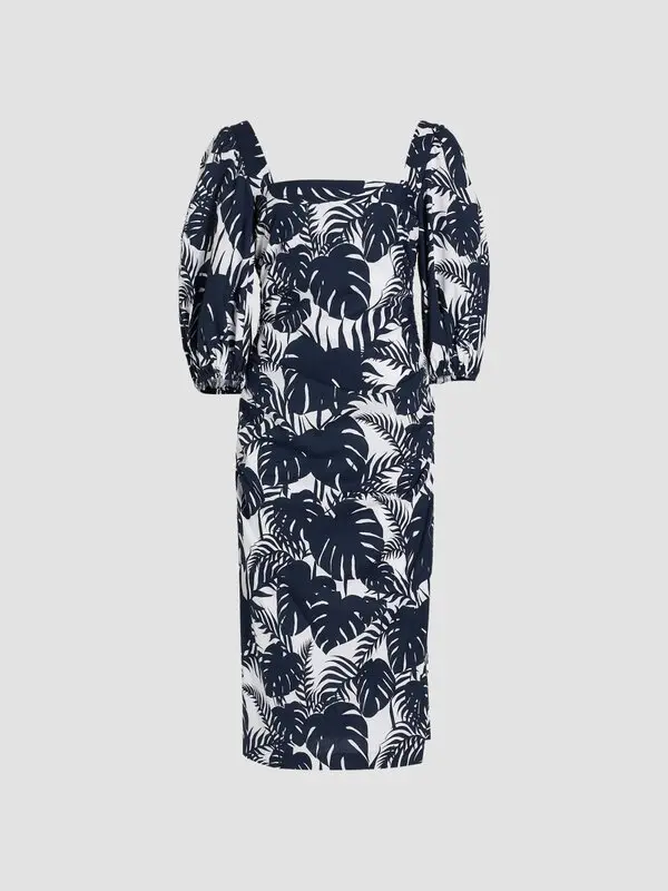 MICHELLE SMITH X Saks Gemma Balloon-sleeve Midi-dress