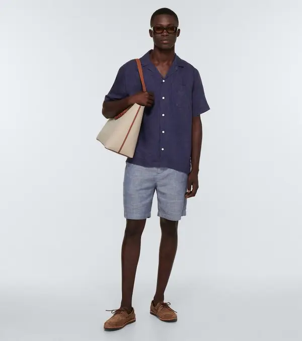 Frescobol Carioca Felipe Linen And Cotton Shorts - Blue