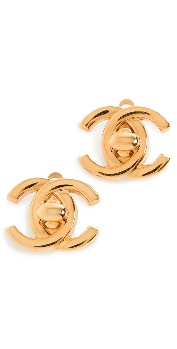 WHAT GOES AROUND COMES AROUND Chanel Turnlock Earrings Medium