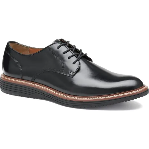 Johnston & Murphy Upton Plain Toe Derby - Black Full Grain Bl