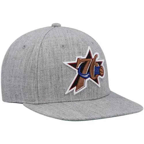 Mitchell & Ness Heathered Gray Philadelphia 76ers Hardwood Classics Team 2.0 Snapback Hat