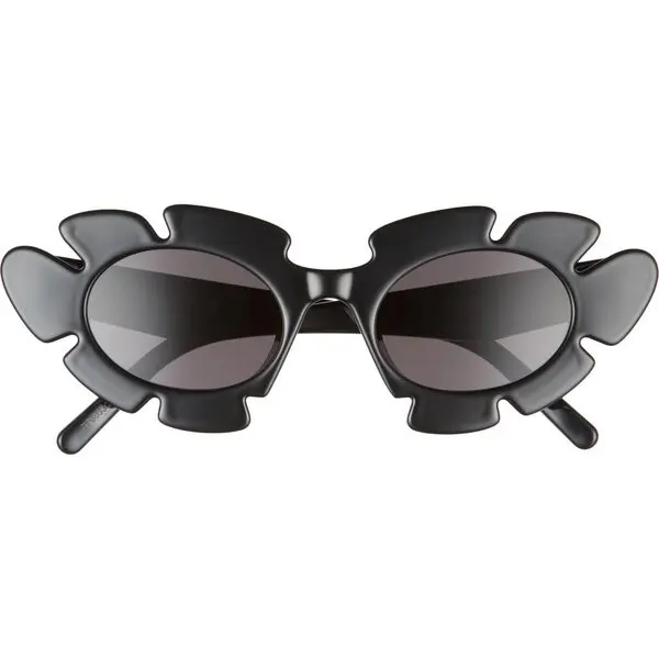 Loewe 47mm Oval Sunglasses - Shiny Black / Smoke