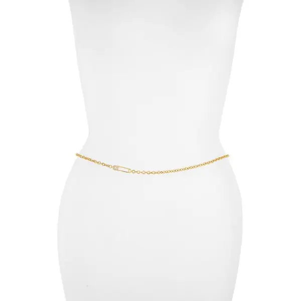VIDAKUSH Safety Pin Charm Belly Chain - Gold
