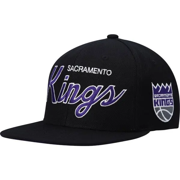 Mitchell & Ness Sacramento Kings Hardwood Classics Script 2.0 Snapback Hat - Black