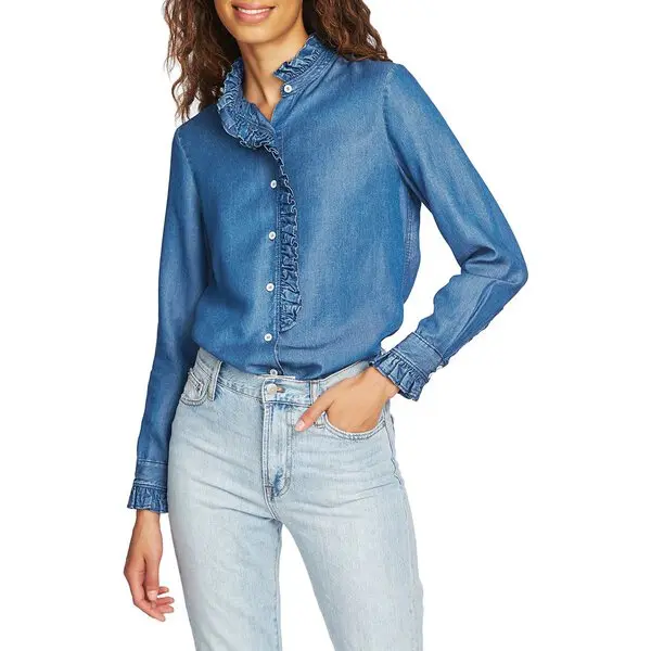 COURT & ROWE Ruffle Tencel® Lyocell Shirt