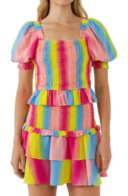 Endless Rose Ombré Striped Smocked Top - Multi