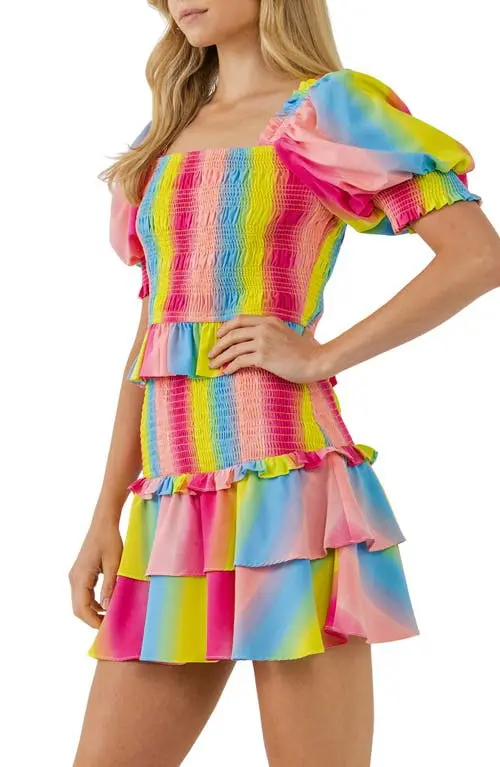 Endless Rose Ombré Striped Smocked Top - Multi