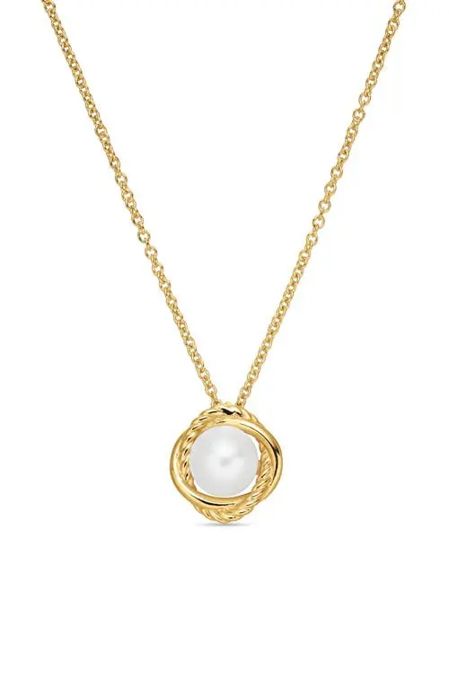 David Yurman Infinity Cultured Pearl Pendant Necklace - 18k Yellow Gold