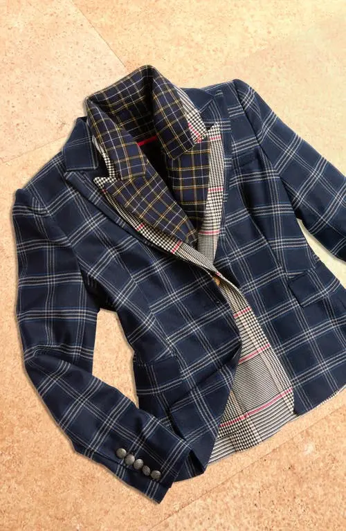 COURT & ROWE Plaid One-button Blazer