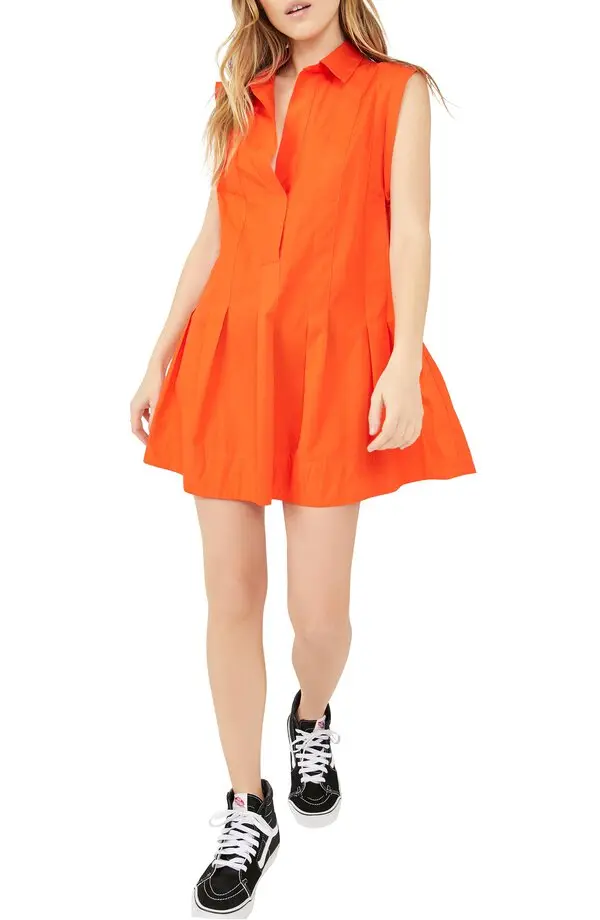 Free People Naomi Pleated Cotton Minidress