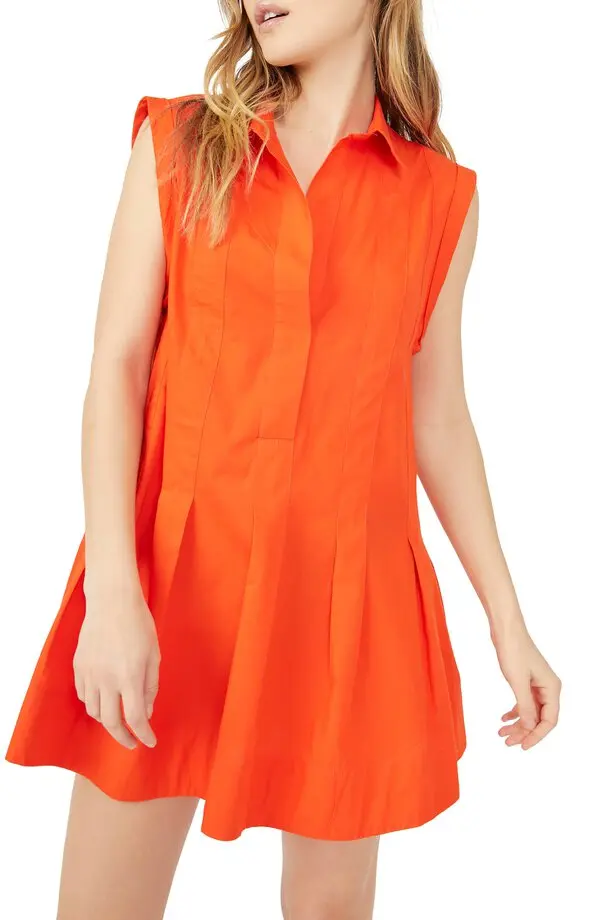 Free People Naomi Pleated Cotton Minidress