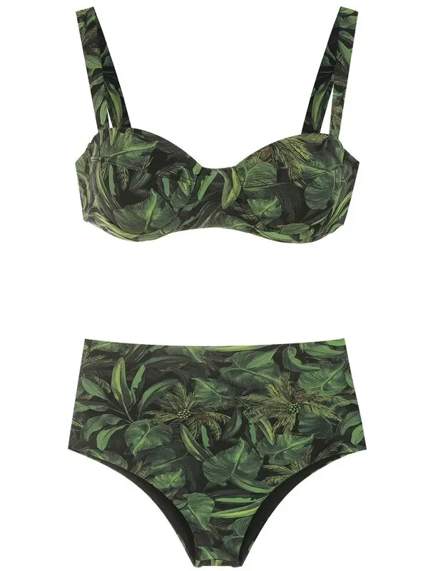 Isolda Coqueiral Foliage-print Bikini Set - Green