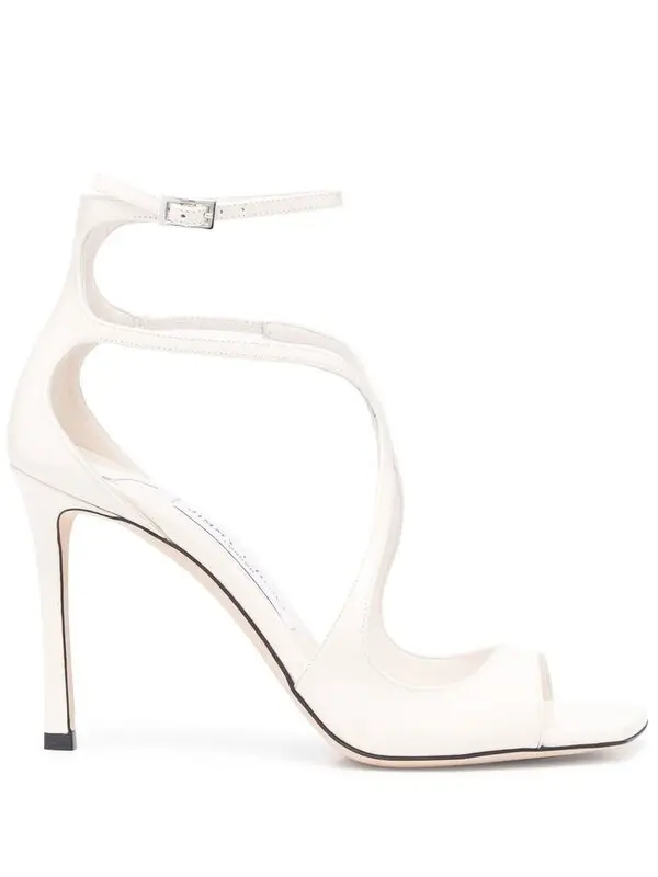 JIMMY CHOO Azia 95mm Square-toe Sandals - White
