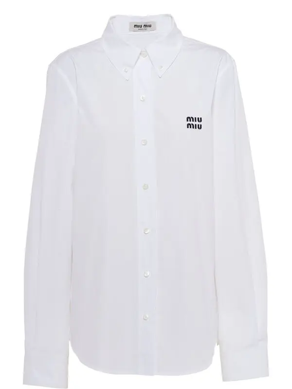 Miu Miu Embroidered Logo Poplin Shirt