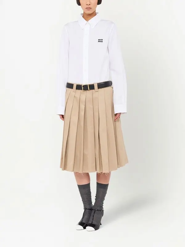 Miu Miu Embroidered Logo Poplin Shirt