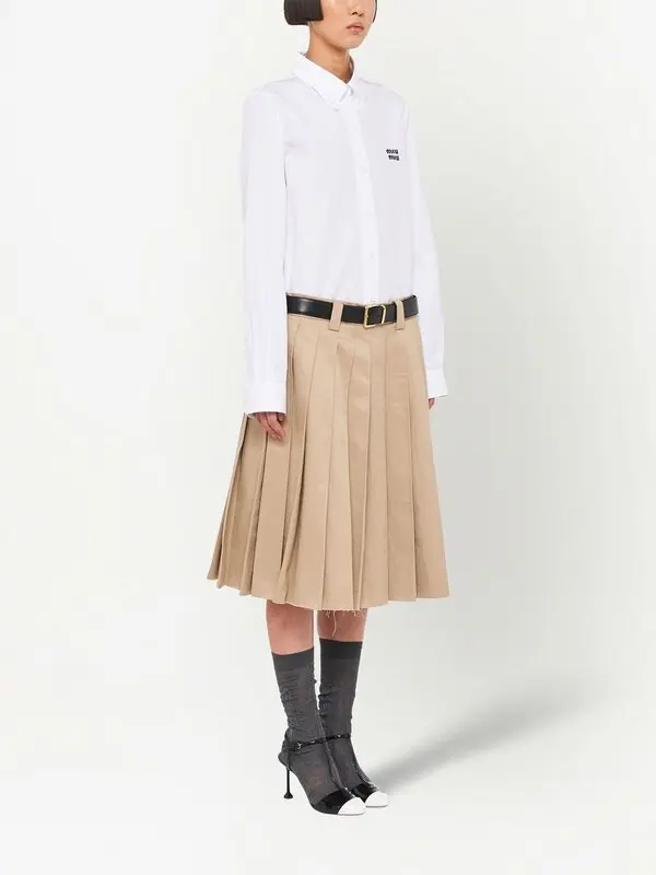Miu Miu Embroidered Logo Poplin Shirt