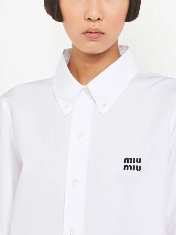 Miu Miu Embroidered Logo Poplin Shirt