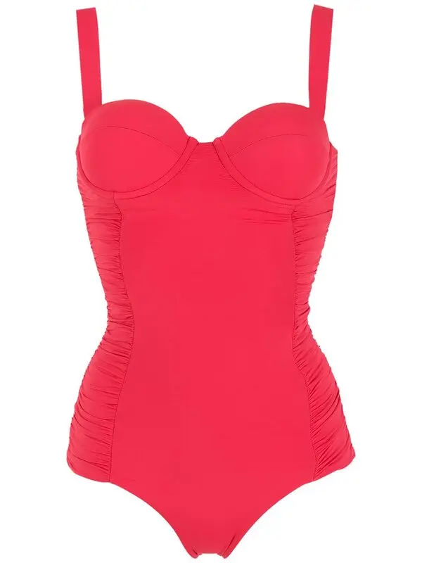 Isolda Ruched-detail Swimsuit - Red