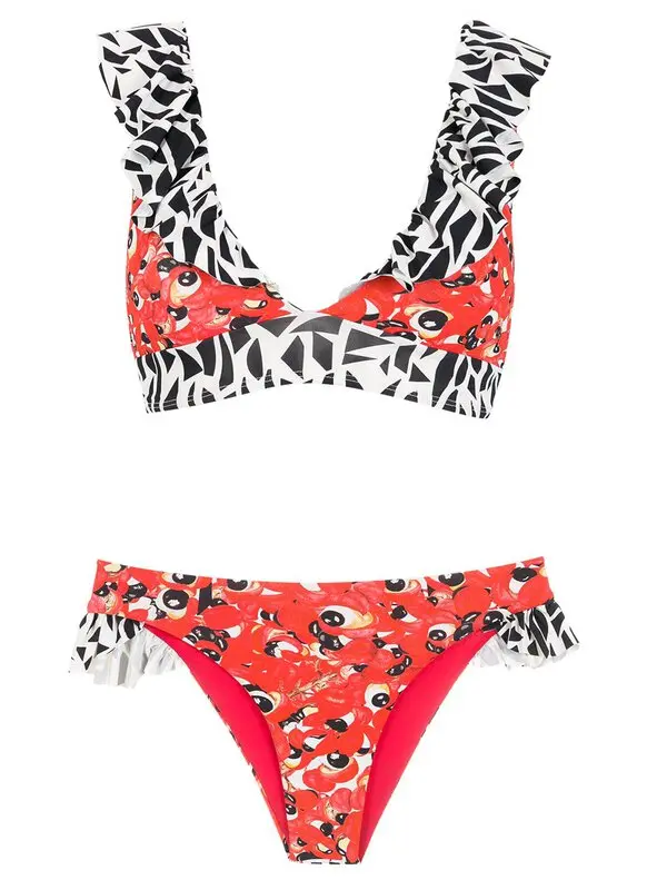Isolda Guaraná Multi-print Bikini Set - Red