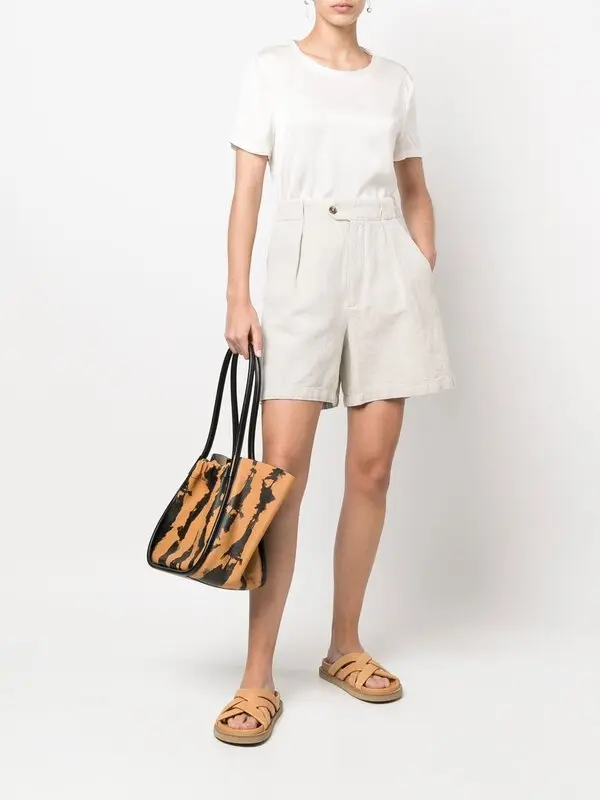 Closed High-waisted Pleated Shorts