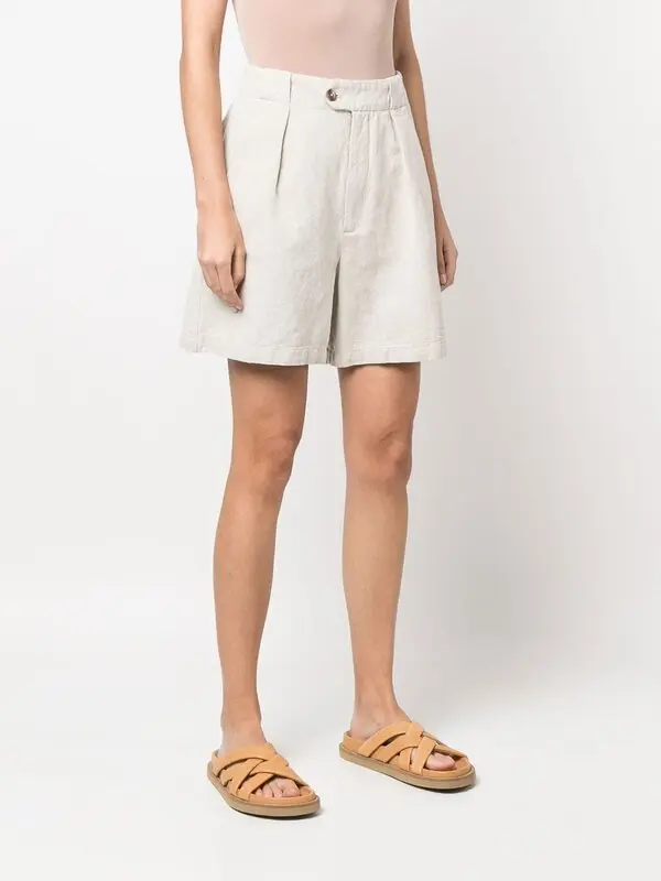 Closed High-waisted Pleated Shorts