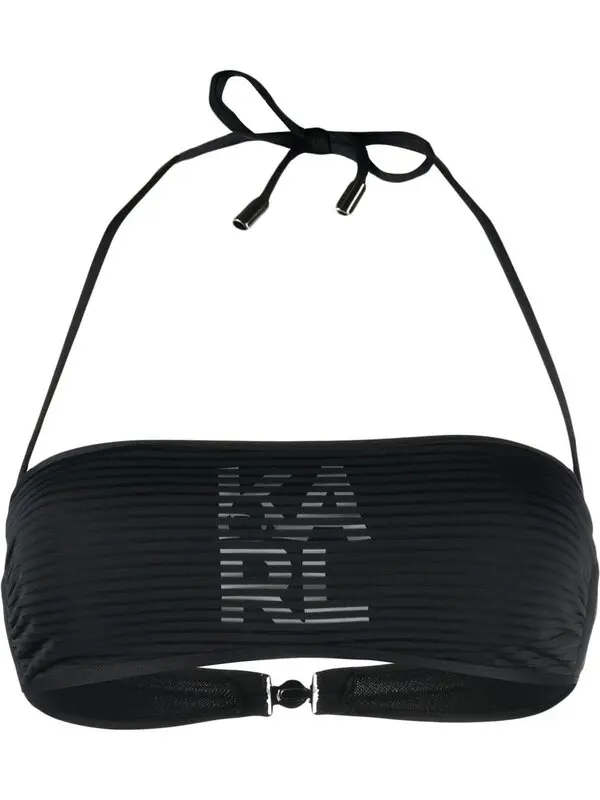 Karl Lagerfeld Logo-print Bandeau Bikini Top - Black