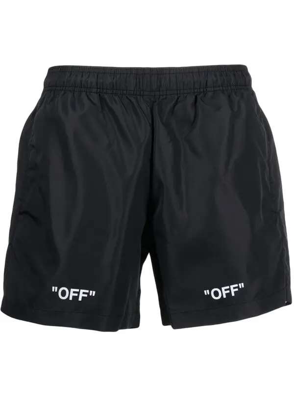 Off-White Logo-print Swim Shorts - Black