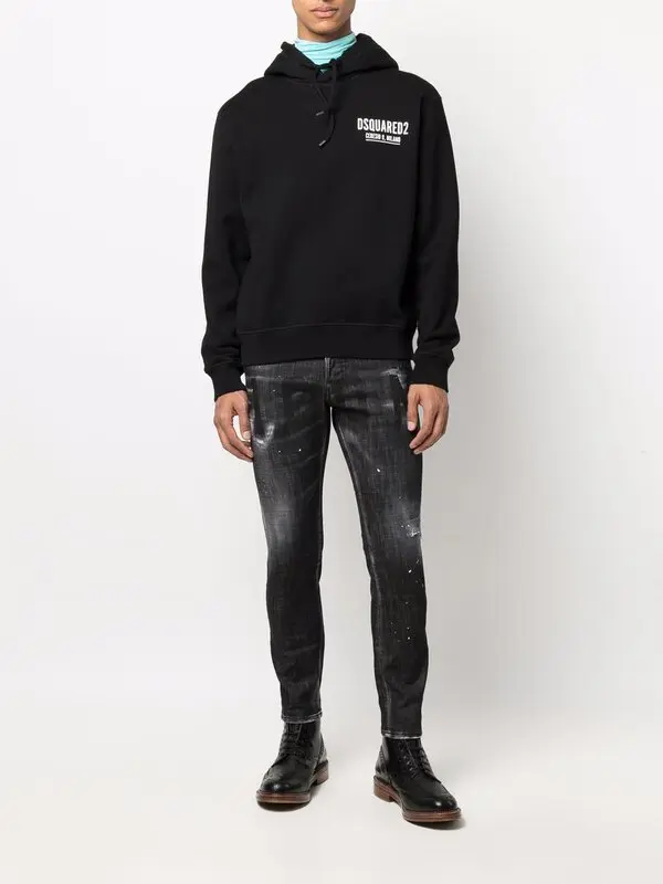 Dsquared2 Logo-print Cotton Hoodie - Black