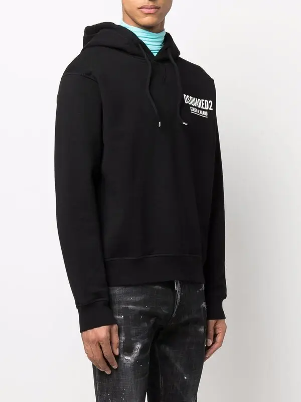 Dsquared2 Logo-print Cotton Hoodie - Black