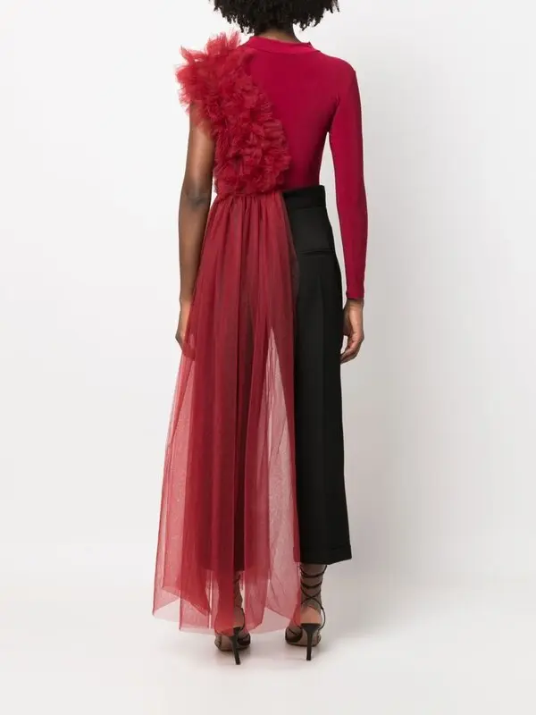 Alchemy Fashions X Lia Aram Ruched One-shoulder Tulle Jersey Top