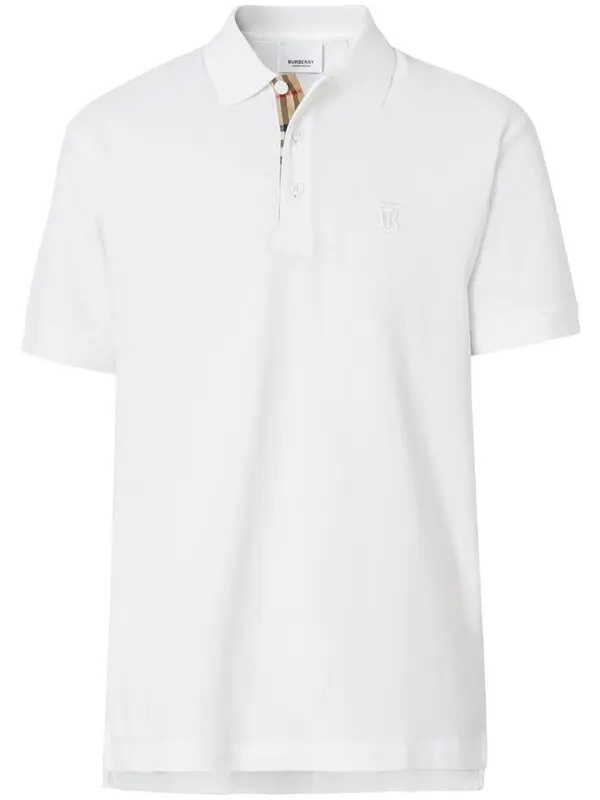 Burberry Logo-embroidery Cotton-piqué Polo Shirt - White
