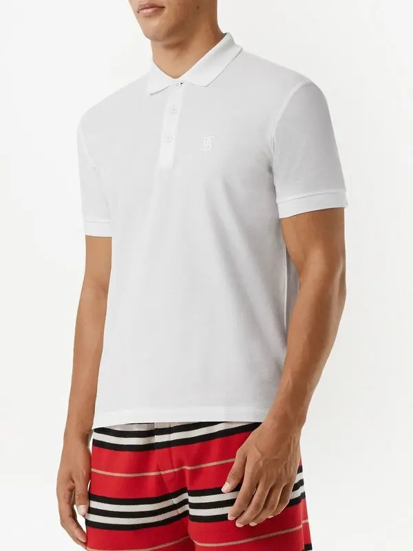 Burberry Logo-embroidery Cotton-piqué Polo Shirt - White
