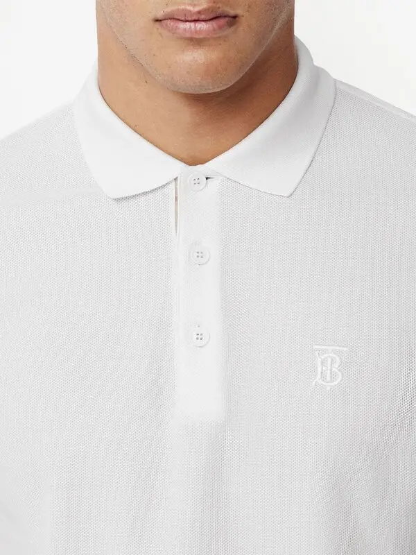 Burberry Logo-embroidery Cotton-piqué Polo Shirt - White