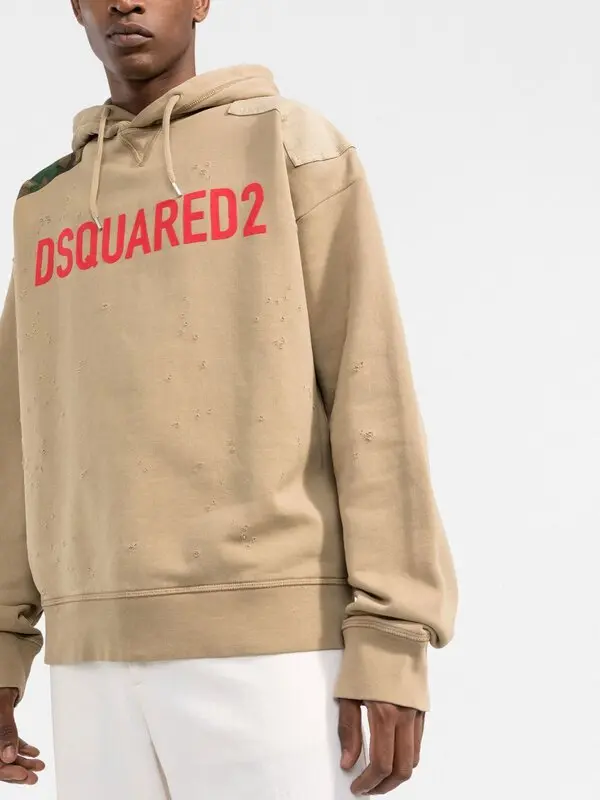 Dsquared2 Logo Print Camouflage Panel Hoodie